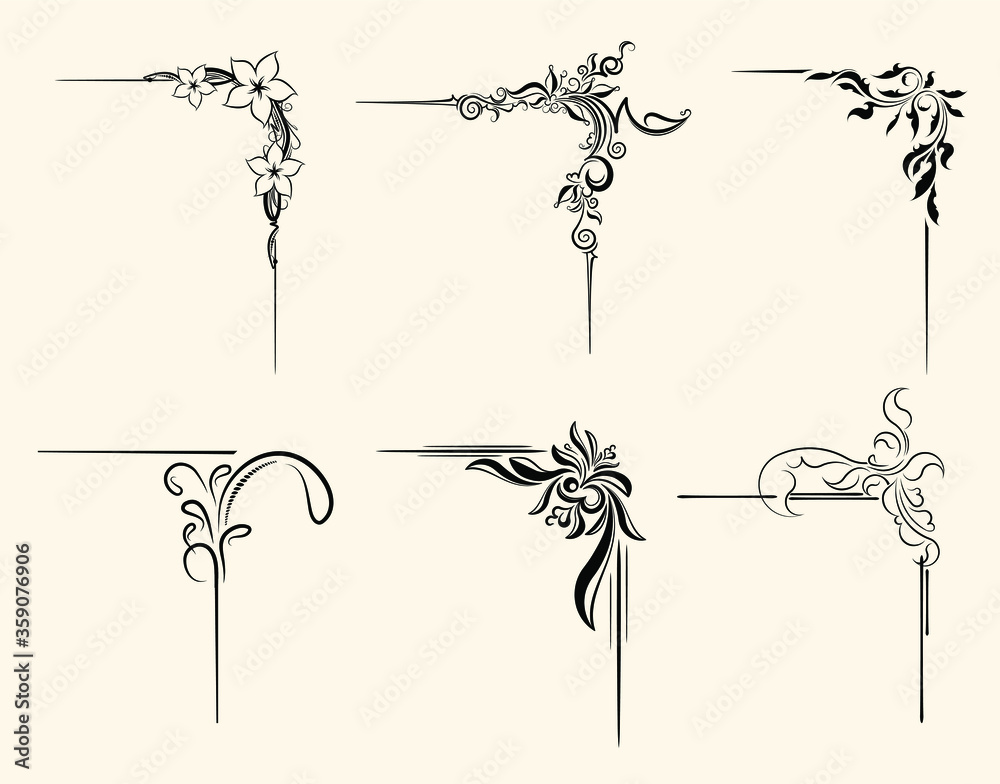 Set of decorative corners, design elements, elegant borders for your ...