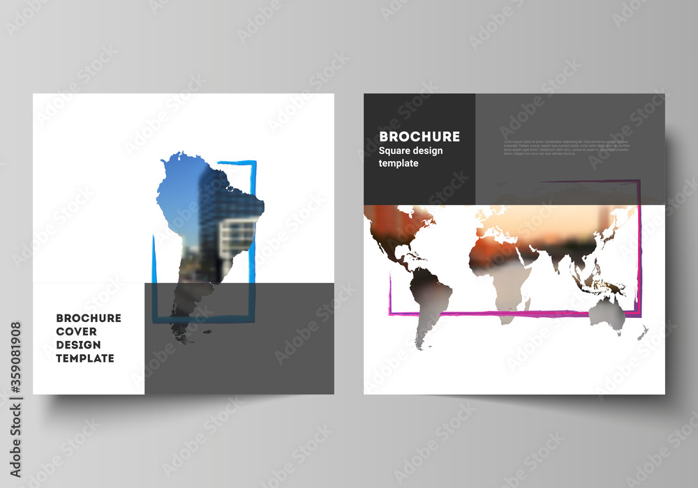 Vector layout of two square format covers templates for brochure, flyer ...