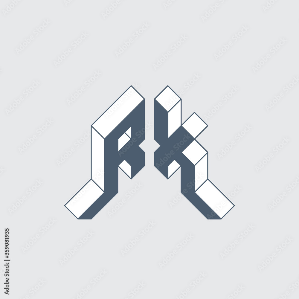 RX - monogram or logotype. Isometric 3d font for design. Vector volume ...
