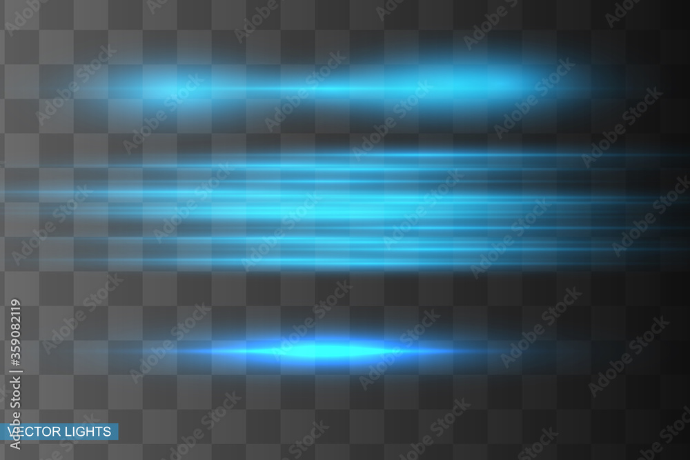 Abstract blue laser beam. Transparent isolated on black background ...
