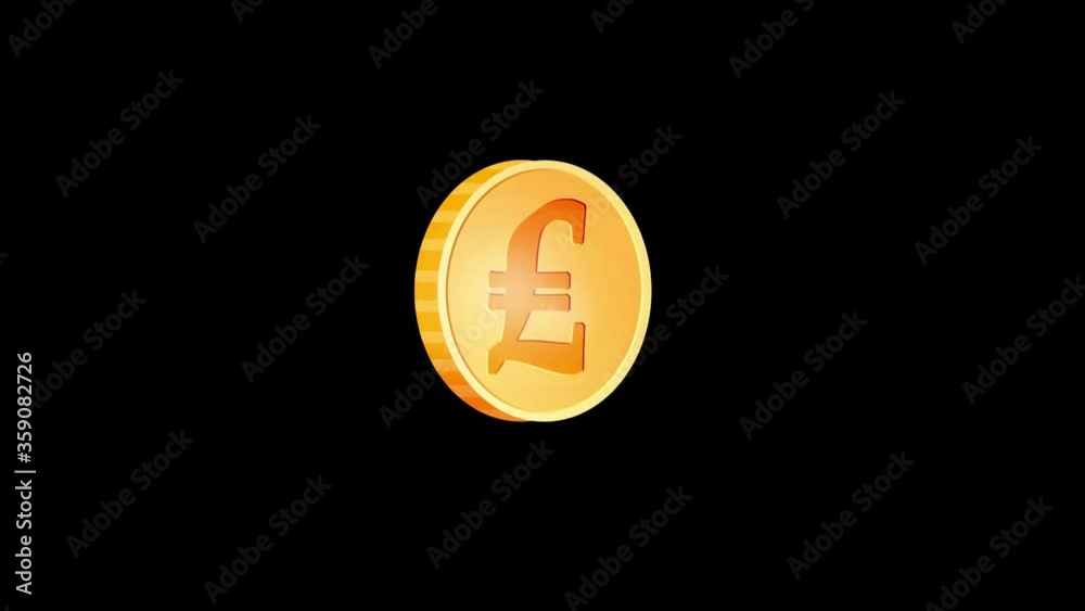 Animated rotating icon of the gold coin pound, isolated, for editing on ...