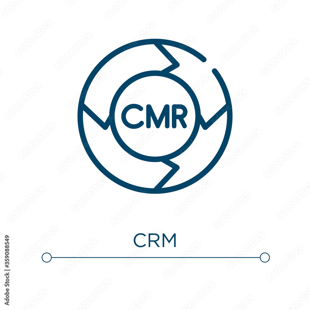 Crm icon. Linear vector illustration. Outline crm icon vector. Thin ...