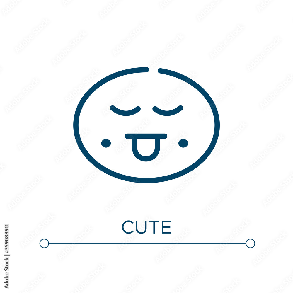 Cute icon. Linear vector illustration. Outline cute icon vector. Thin ...
