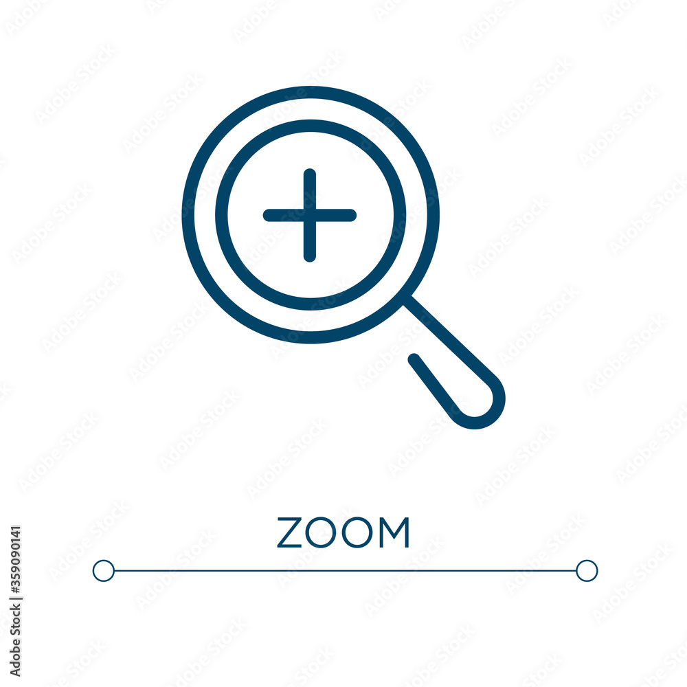 Zoom icon. Linear vector illustration. Outline zoom icon vector. Thin ...