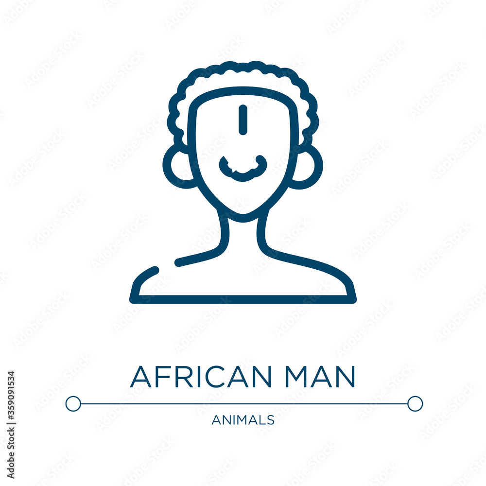 African man icon. Linear vector illustration from africa collection ...