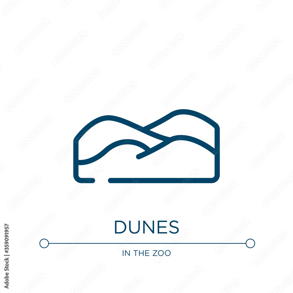 Dunes icon. Linear vector illustration from desert collection. Outline ...