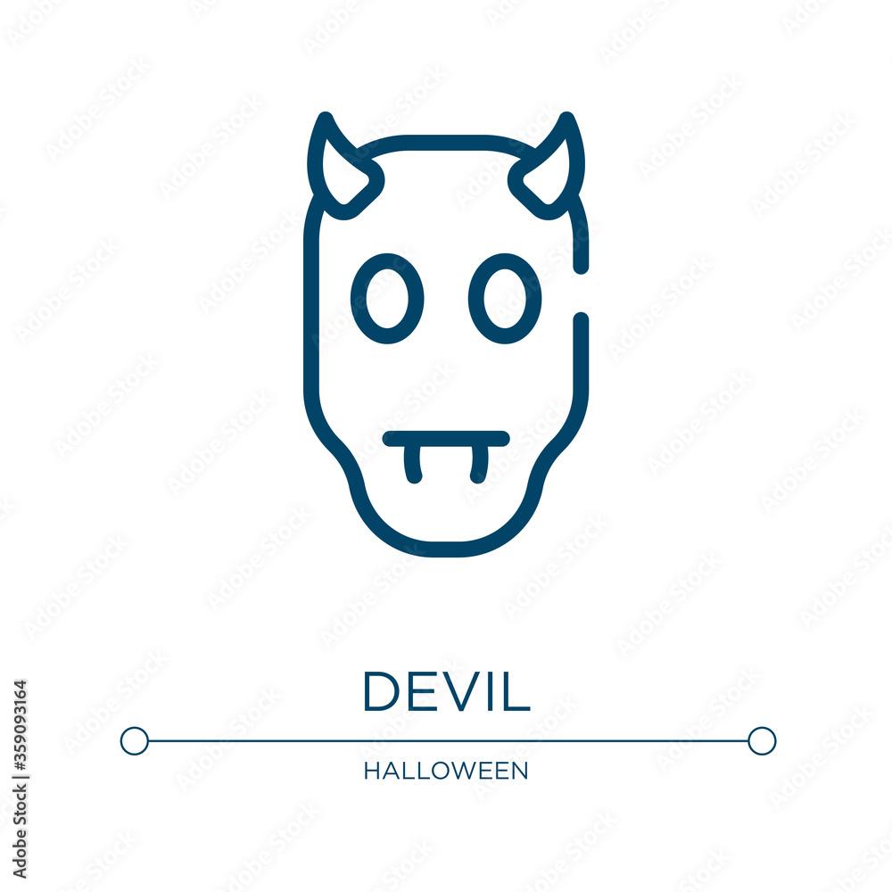 Devil icon. Linear vector illustration from halloween collection ...