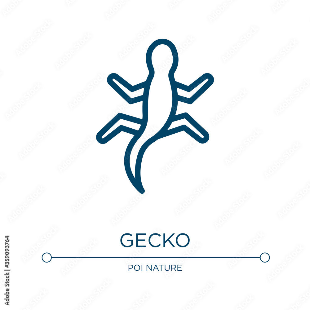 Gecko icon. Linear vector illustration from free animals collection ...
