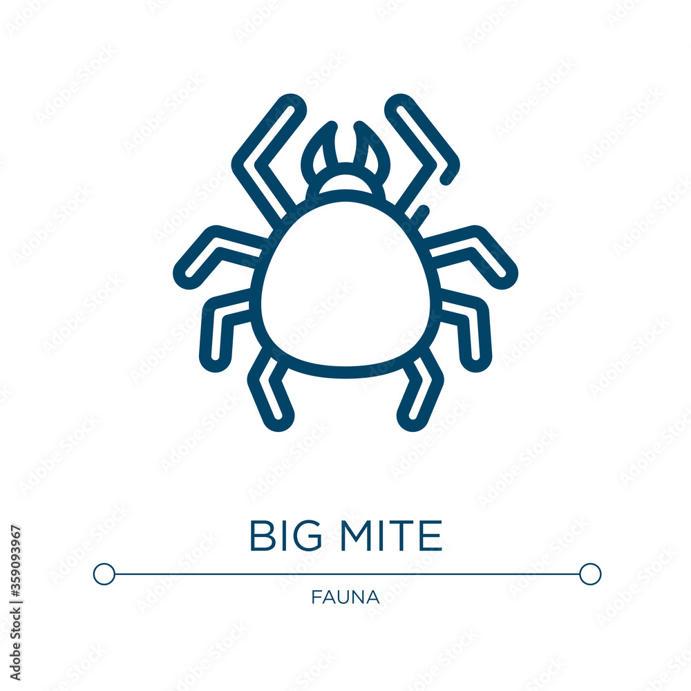 Big mite icon. Linear vector illustration from fauna collection ...
