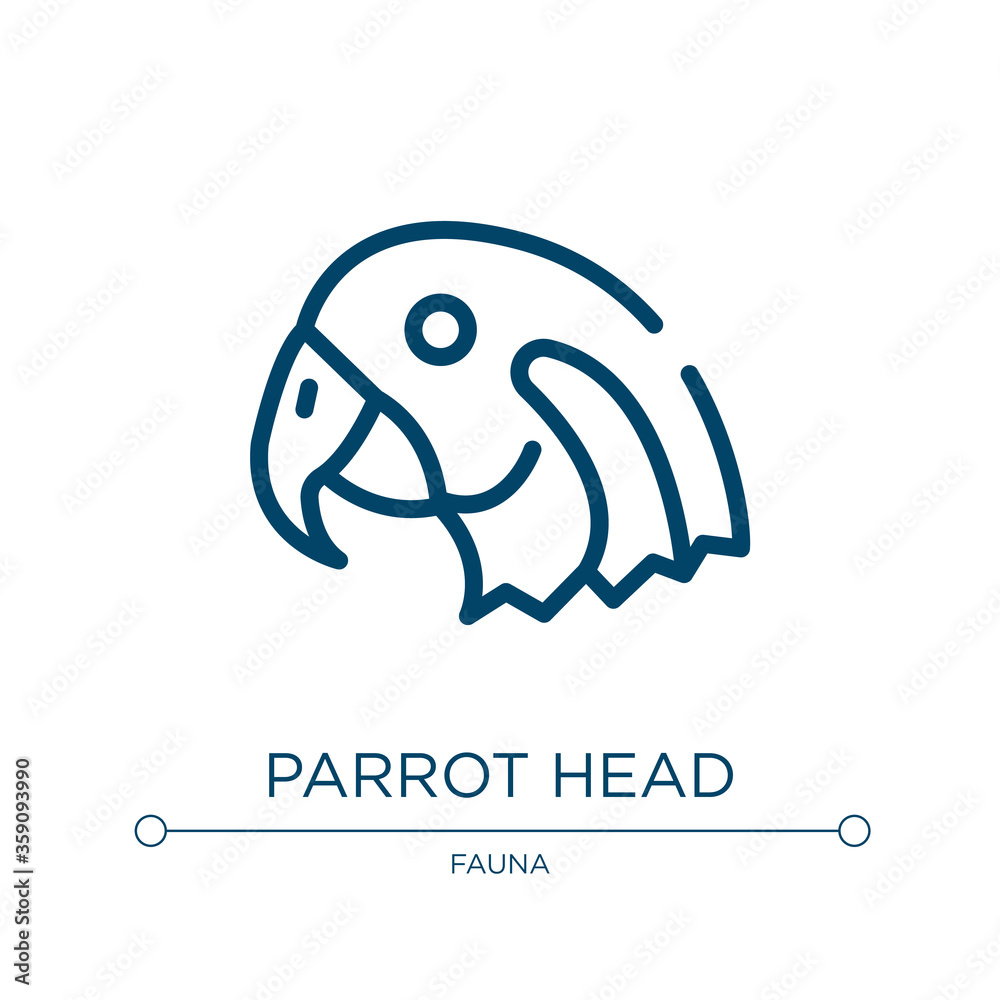 Parrot head icon. Linear vector illustration from fauna collection ...