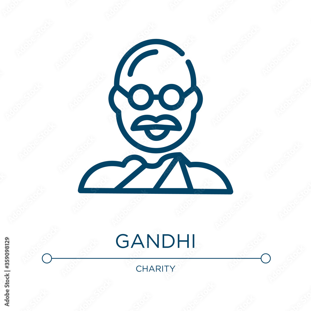 Gandhi icon. Linear vector illustration from charity collection ...