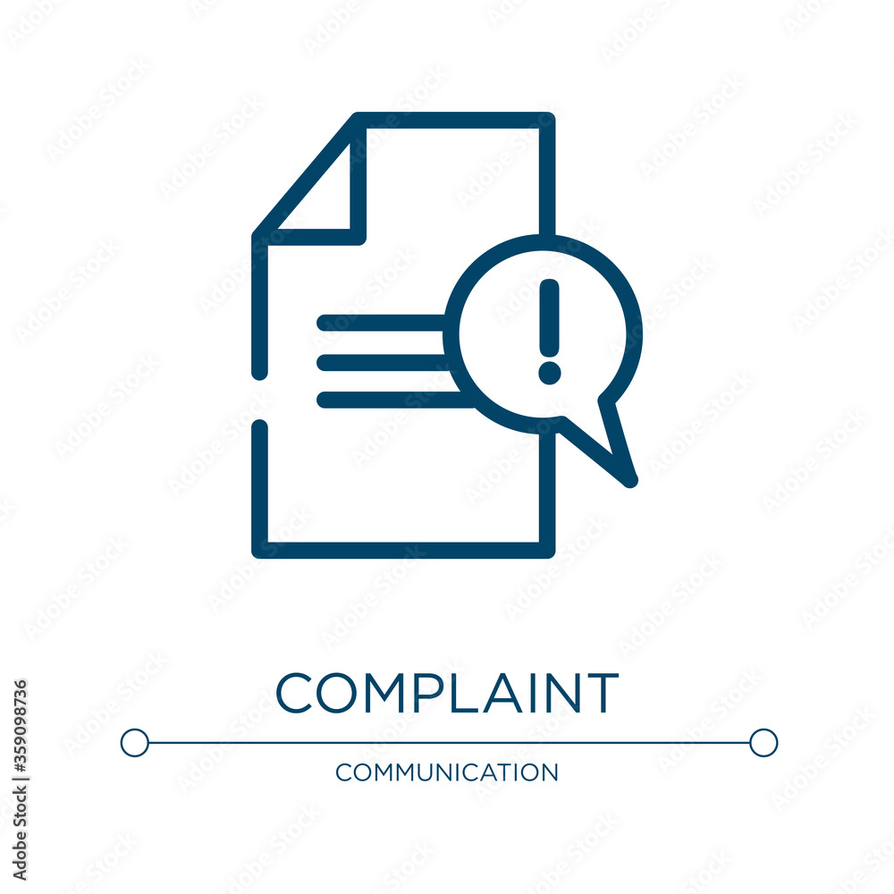 Complaint icon. Linear vector illustration from customer reviews collection. Outline complaint ...