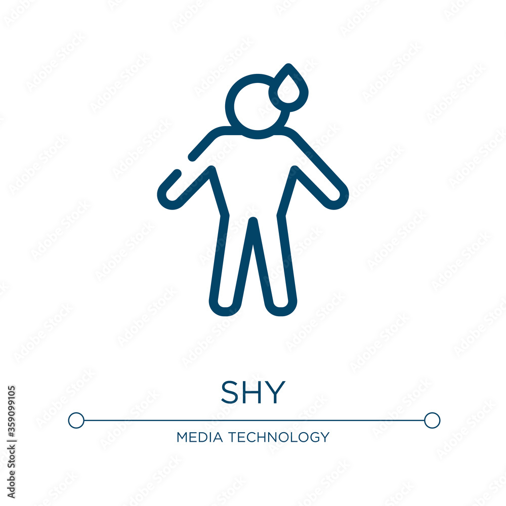 Shy icon. Linear vector illustration from introvert collection. Outline ...