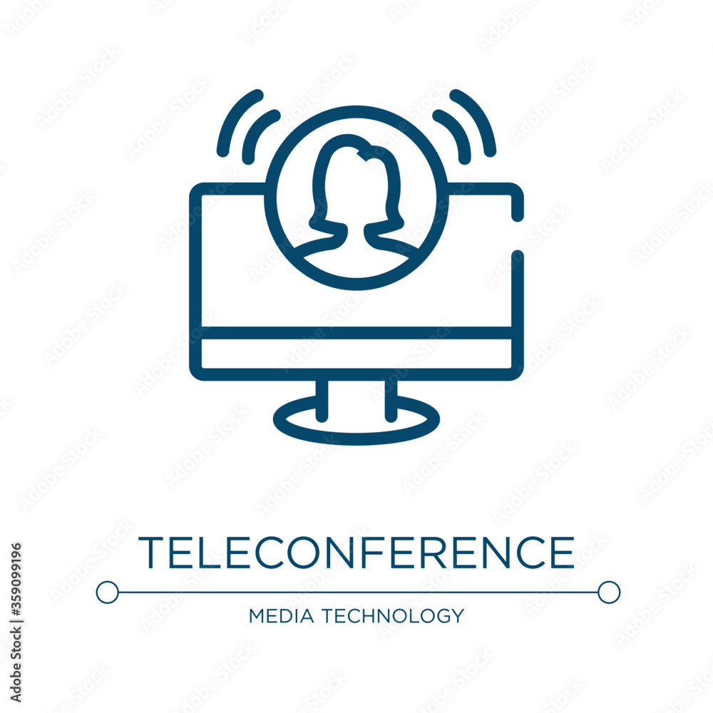 Teleconference icon. Linear vector illustration from social network ...