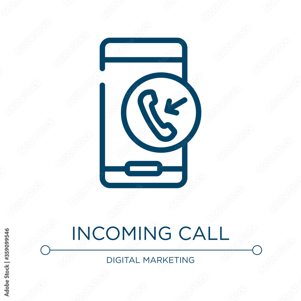 Incoming call symbol icon. Linear vector illustration from mobile ...