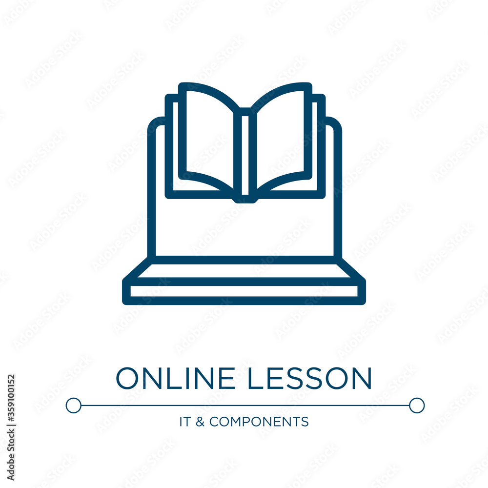 Online lesson icon. Linear vector illustration from online learning ...