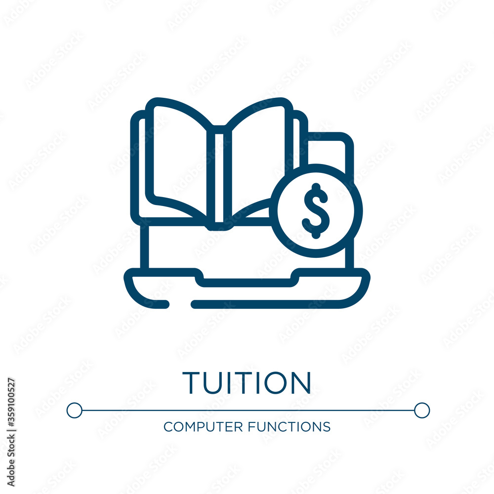 Tuition icon. Linear vector illustration from online learning collection. Outline tuition icon ...
