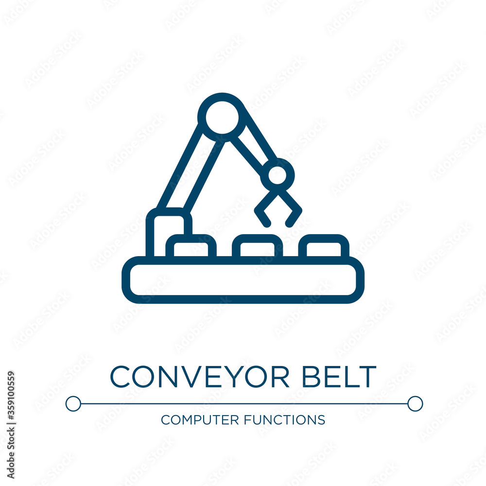 Conveyor belt icon. Linear vector illustration from ai for earth ...