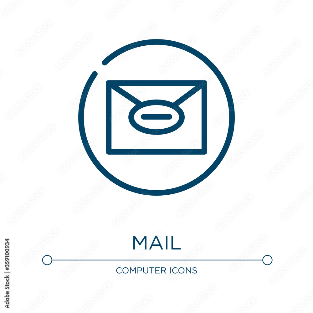 Mail symbol icon. Linear vector illustration from computer and media ...