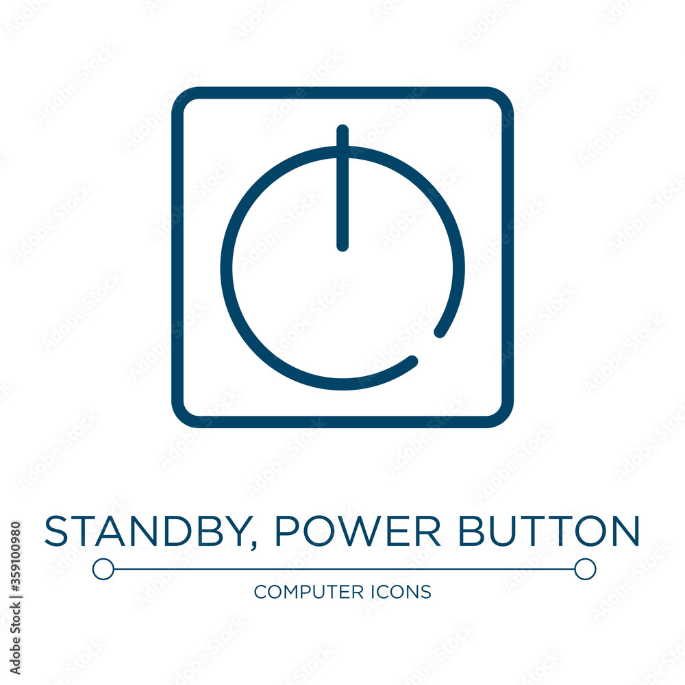 Standby, power button icon. Linear vector illustration from computer ...