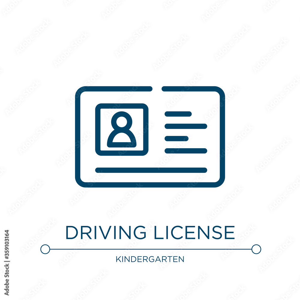 Driving license icon. Linear vector illustration from driving school ...