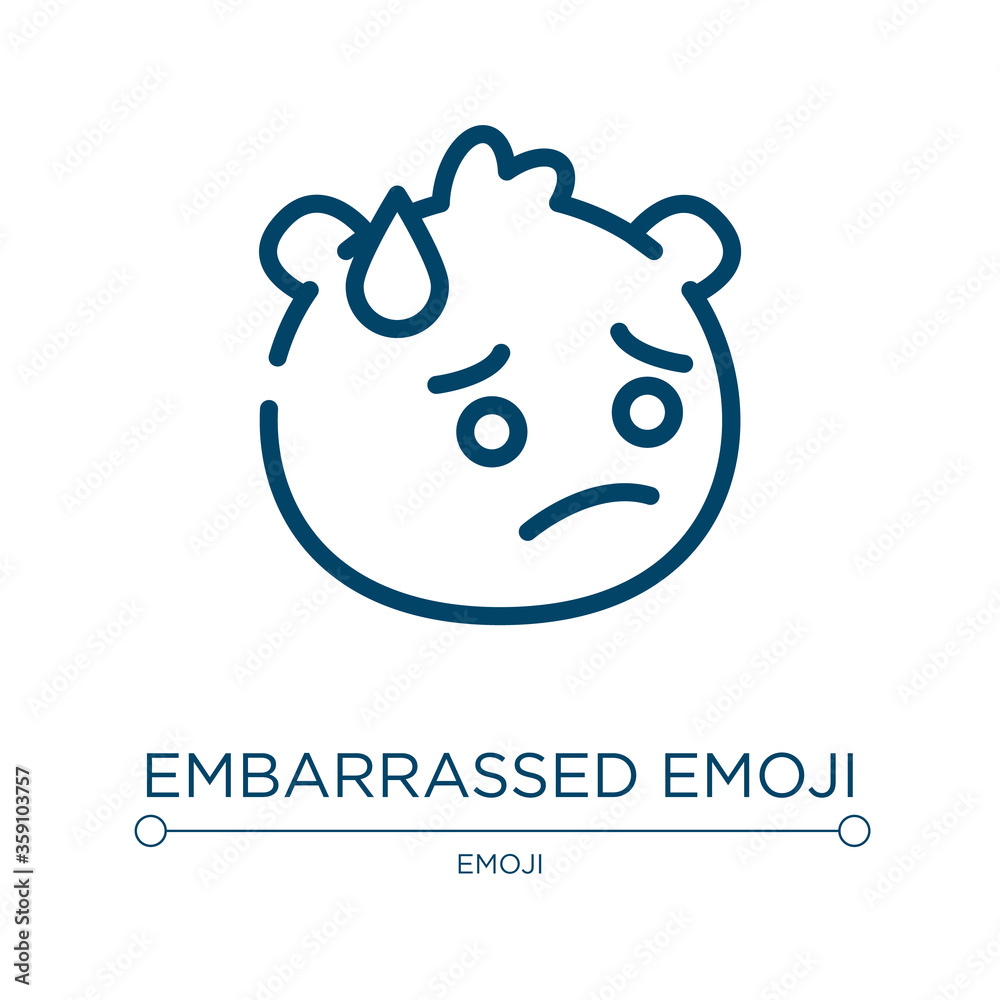 Embarrassed emoji icon. Linear vector illustration from emoji ...