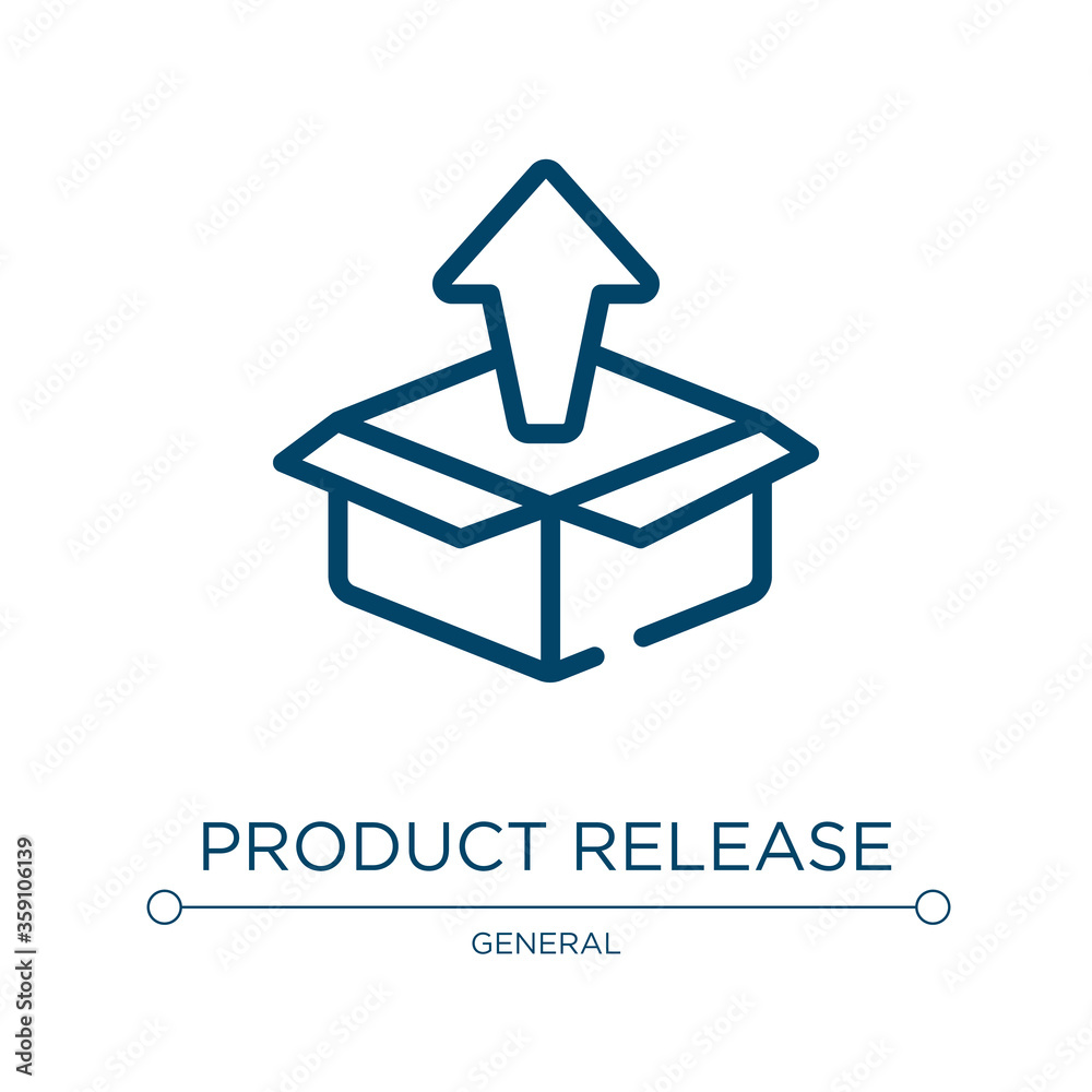 Product release icon. Linear vector illustration from general ...