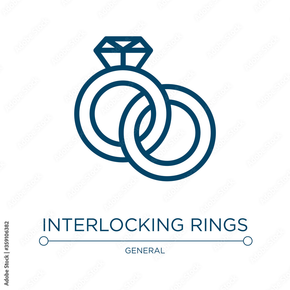 Interlocking rings icon. Linear vector illustration from general ...
