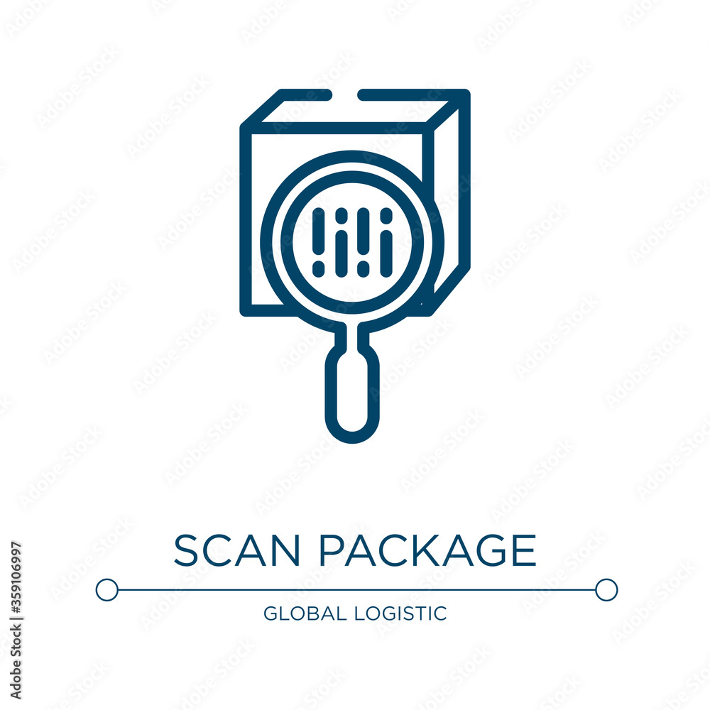 Scan package icon. Linear vector illustration from shipping and handly ...