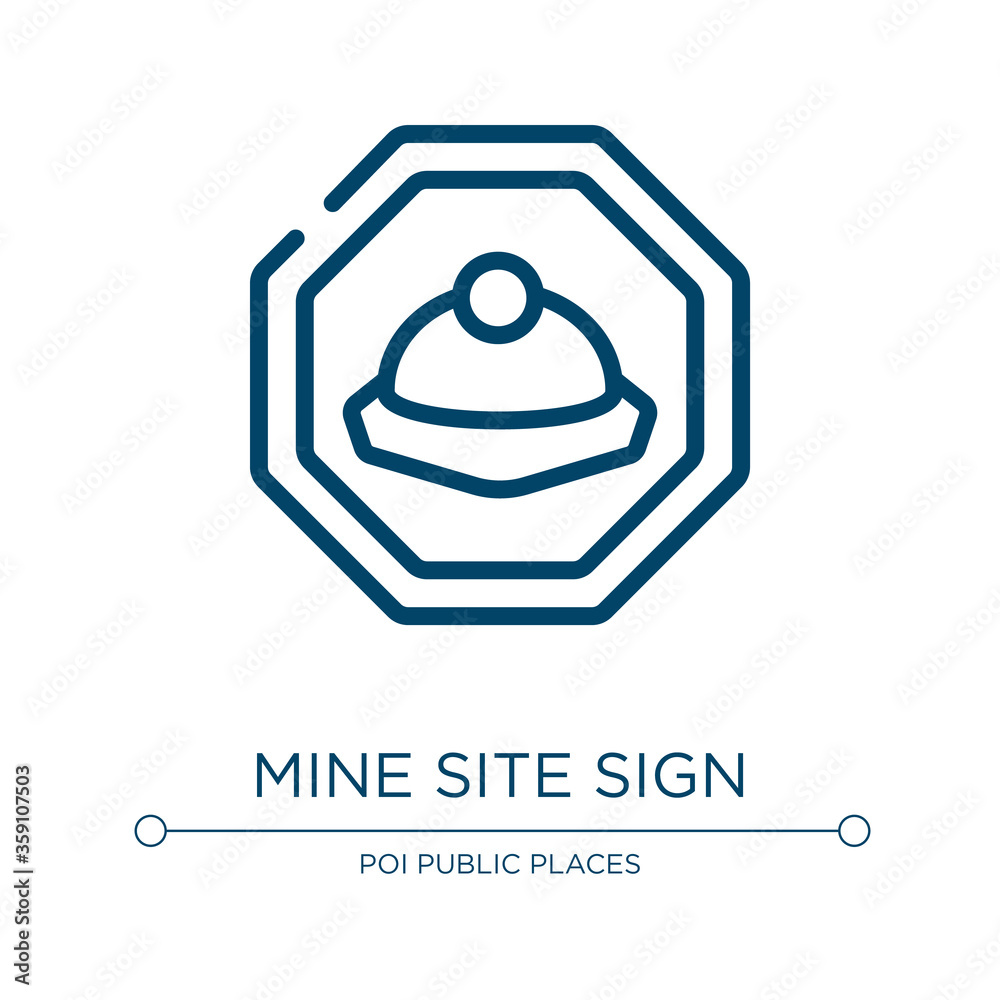 Mine site sign icon. Linear vector illustration from indications ...