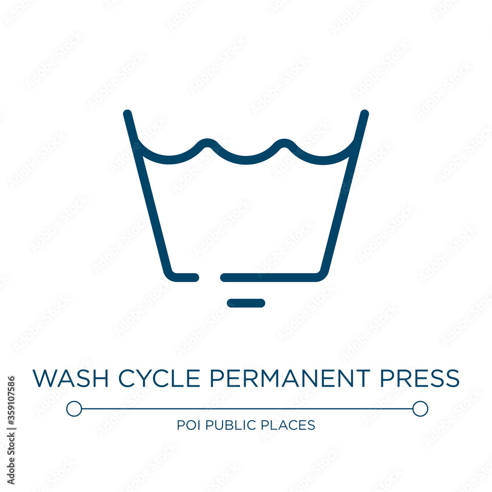 Wash cycle permanent press icon. Linear vector illustration from ...