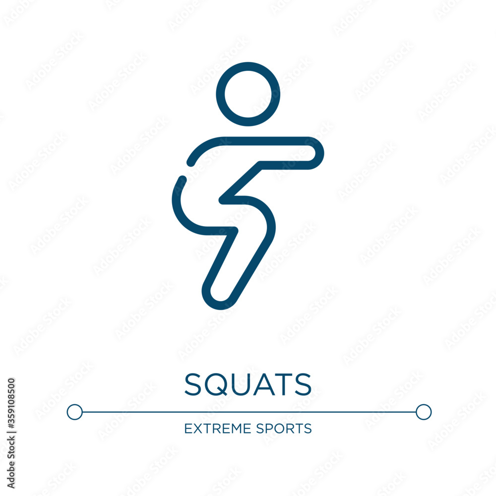 Squats icon. Linear vector illustration from sports collection. Outline ...
