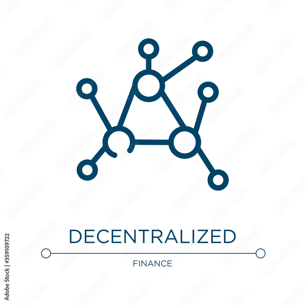 Decentralized icon. Linear vector illustration from cryptocurrency collection. Outline ...