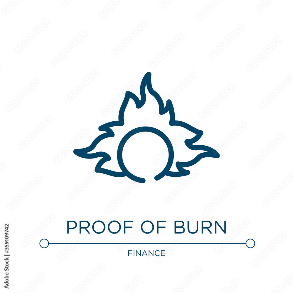 Proof of burn icon. Linear vector illustration from cryptocurrency ...