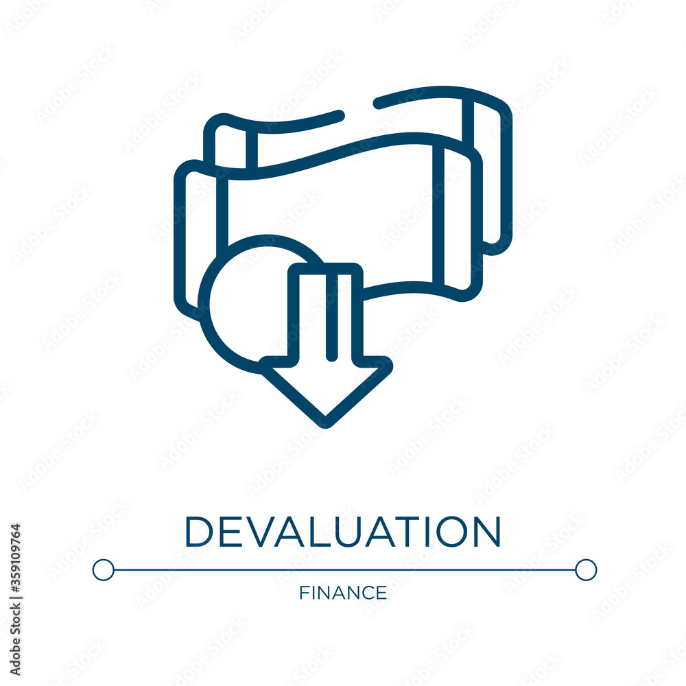 Devaluation icon. Linear vector illustration from economy collection ...