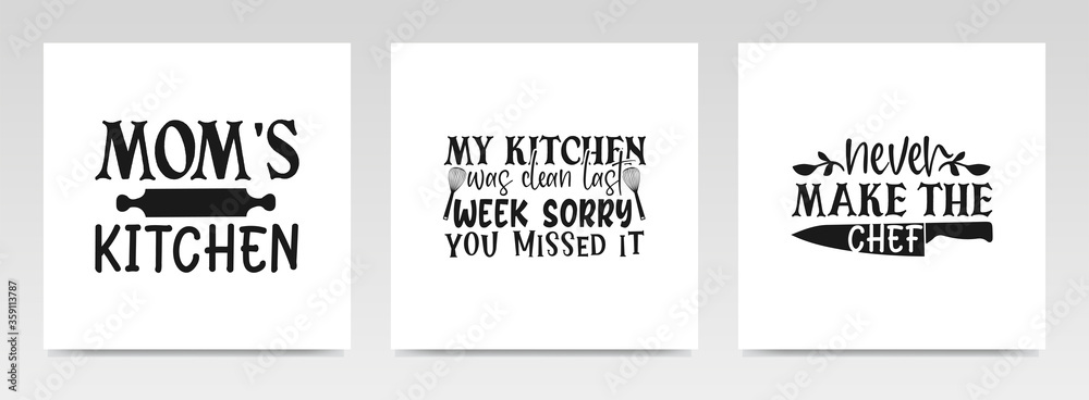 Kitchen quotes letter typography set illustration. Stock Vector | Adobe ...
