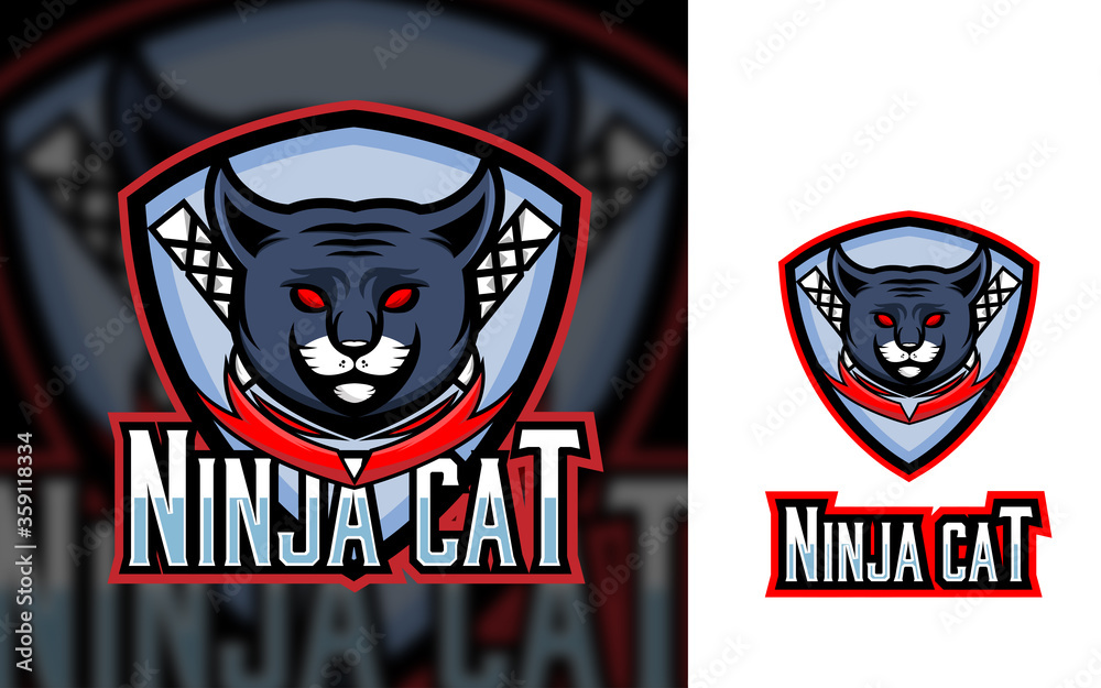 ninja cat logo design, gaming logo, esport logo, with powerful coloring ...