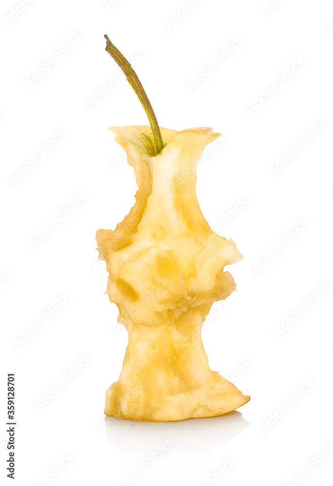 Typical eaten apple core. Isolated on white background with shadow ...