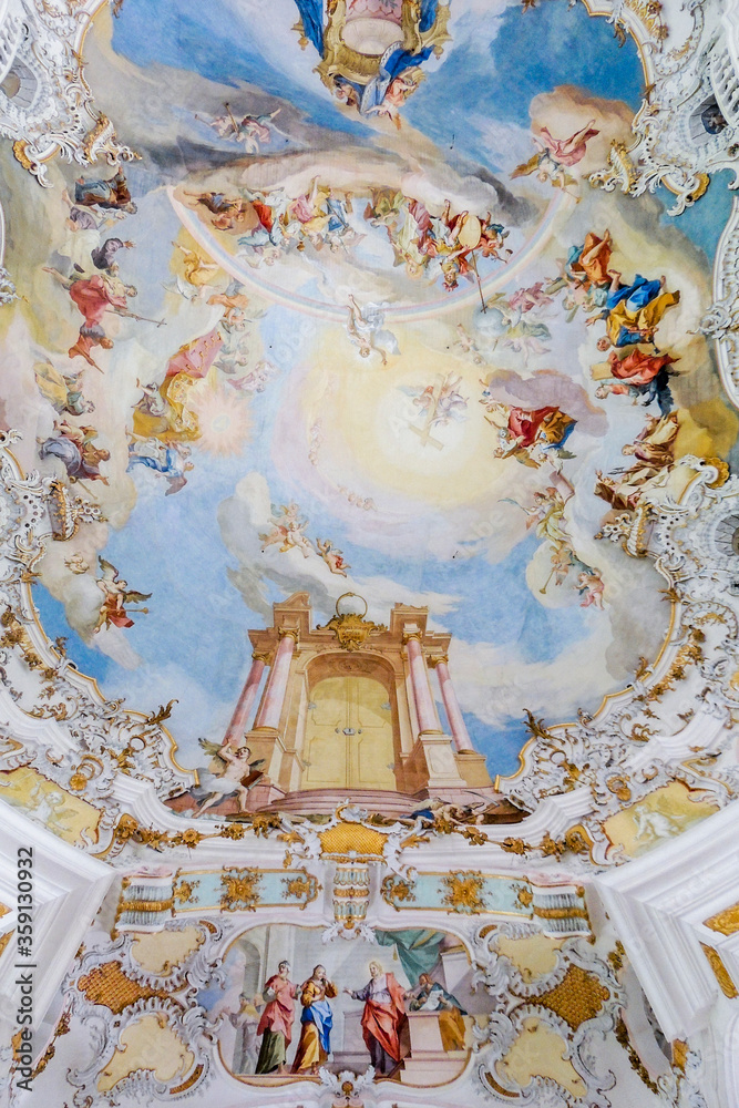 Wies, Germany. The Pilgrimage Church of Wies (Wieskirche), an oval ...