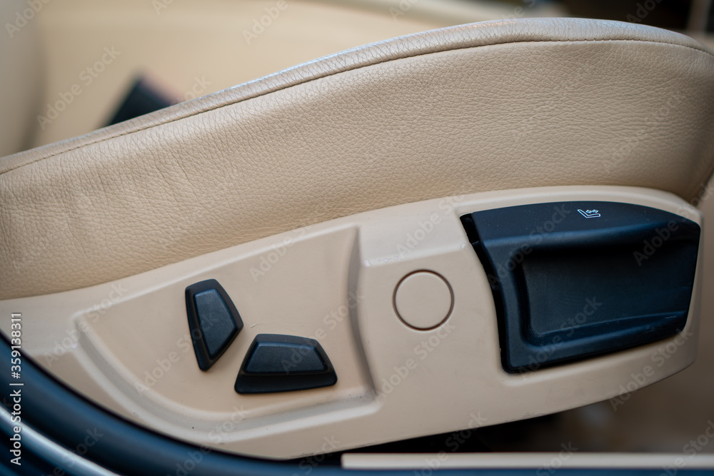 Car inside Seats Adjustment Memory Closeup Photo. Modern Transportation ...