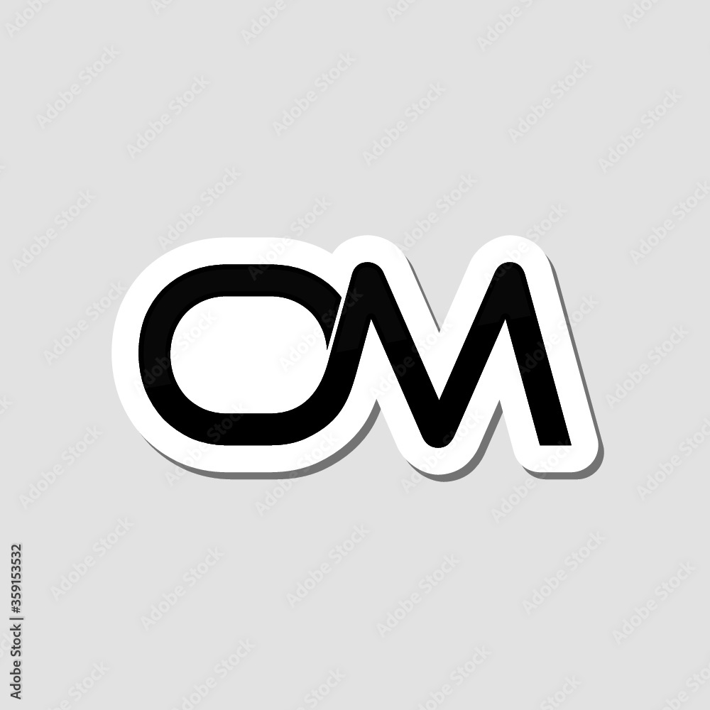 Initial Simple Letter OM Logo Sticker Design isolated on gray ...