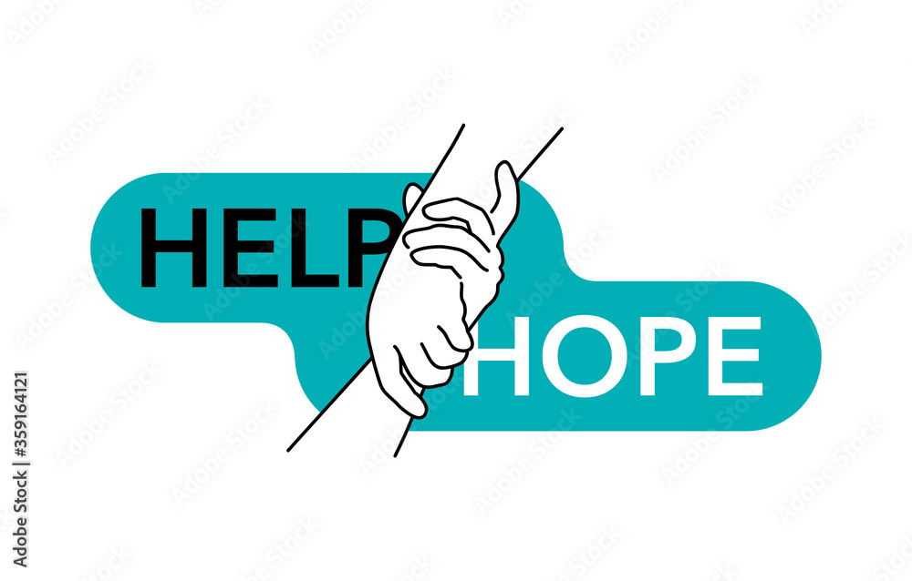 Help and hope isolated vector concept - drawn outline helping hands ...