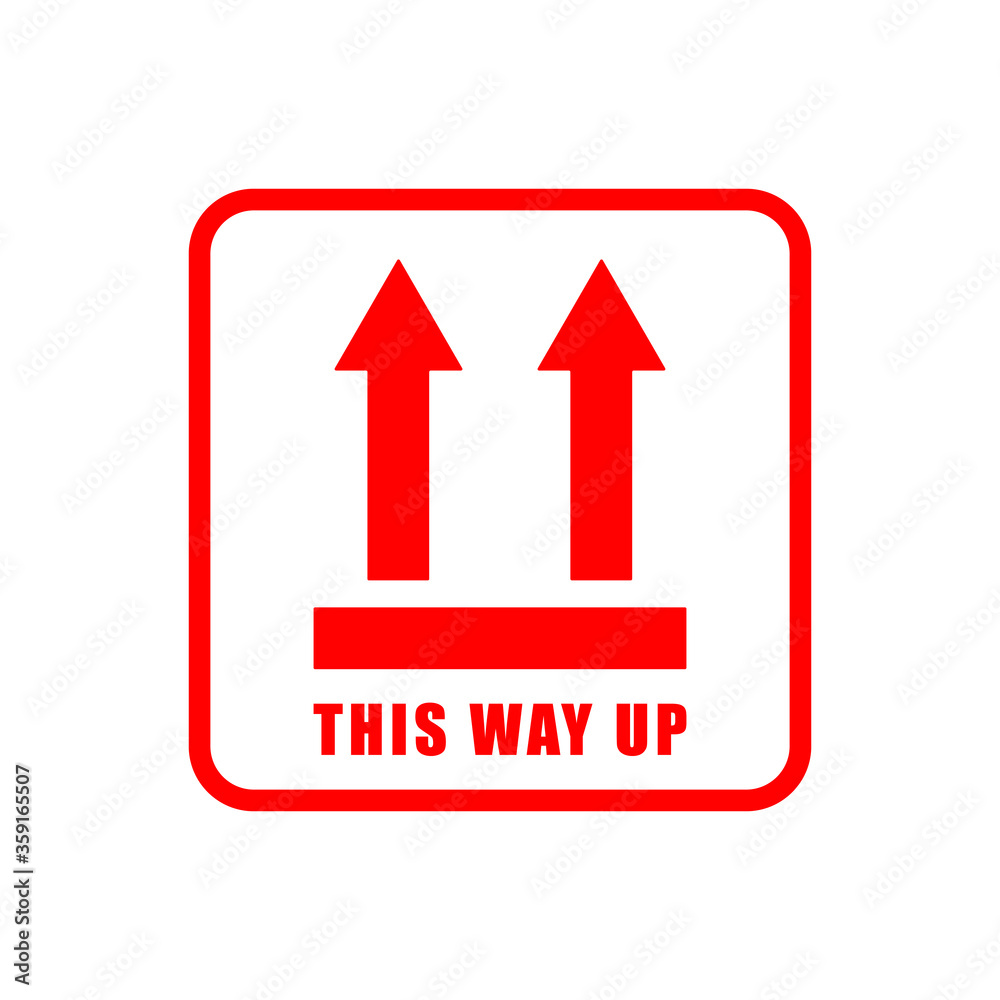 This way up package sticker icon symbol. Upward packaging logo sign ...