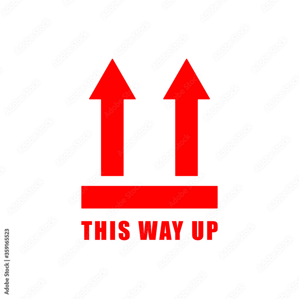 This way up package sticker icon symbol. Upward packaging logo sign ...