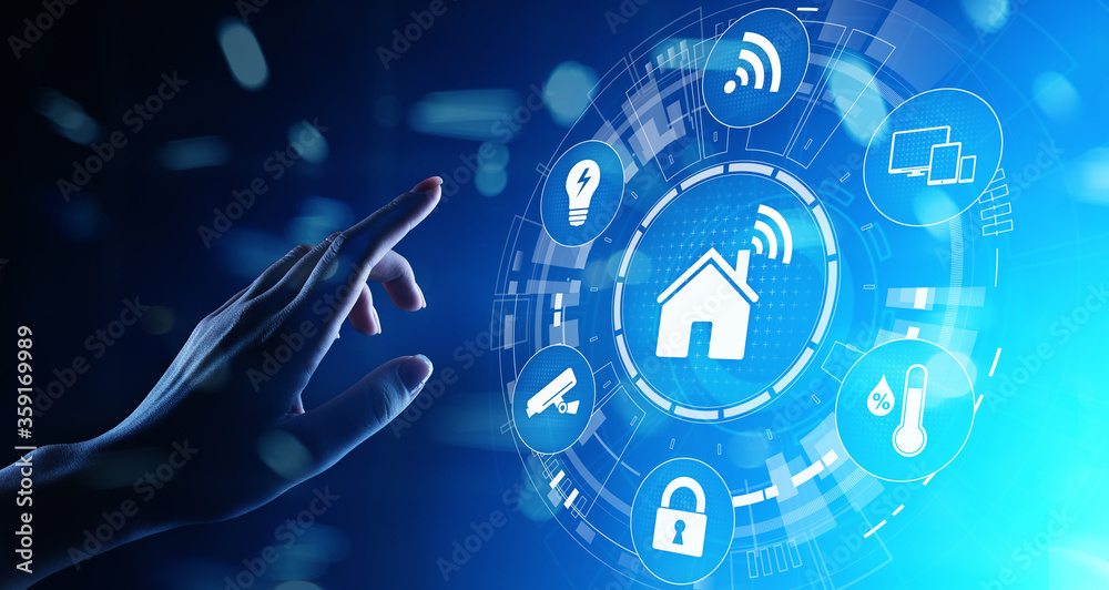 Smart home control panel on virtual screen. IOT and Automation ...