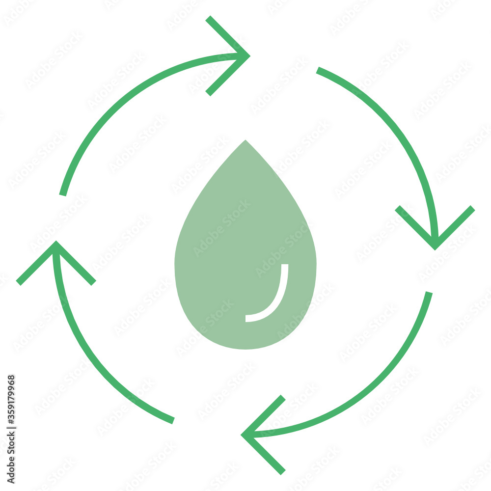 Eco Water Reuse and Recycling Vector Icon Concept, Renewable and ...