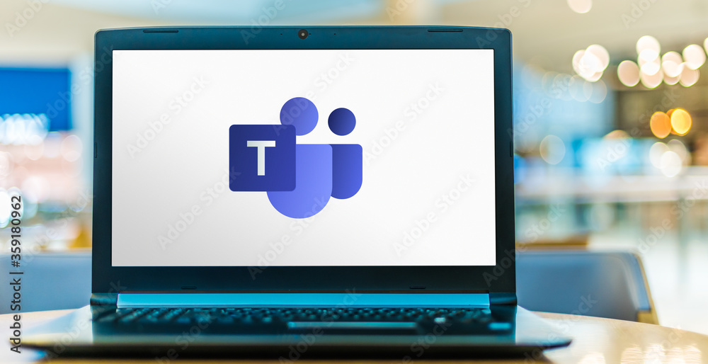 Laptop computer displaying logo of Microsoft Teams Stock Photo | Adobe ...
