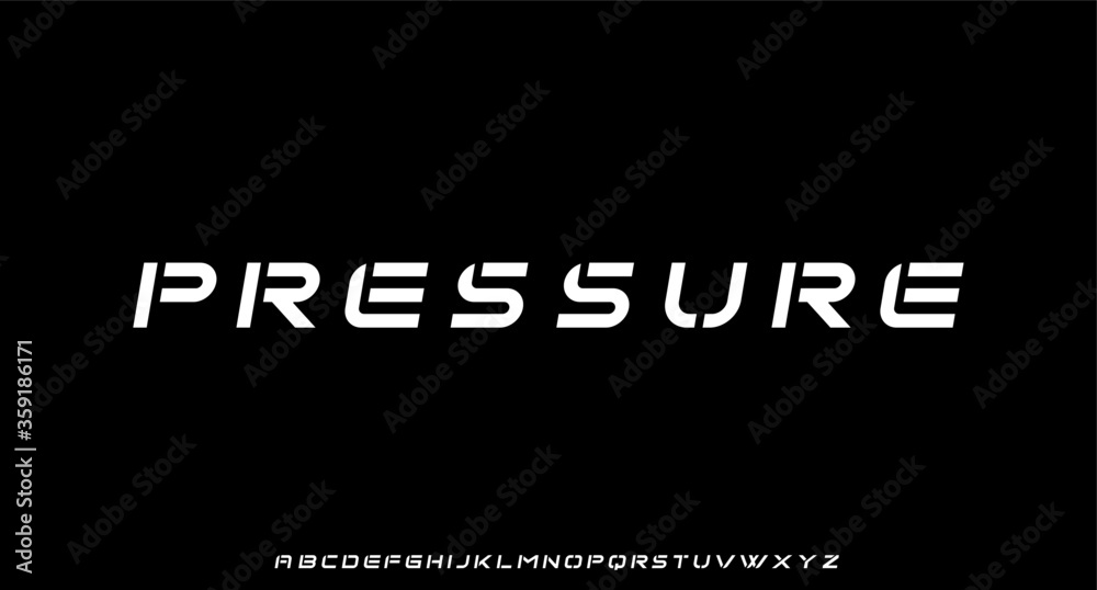 Pressure, futuristic geometric font display typeface Stock Vector ...
