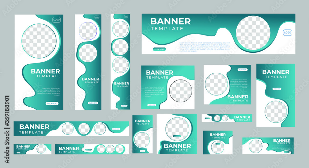 set of creative web banners of standard size with a place for photos ...