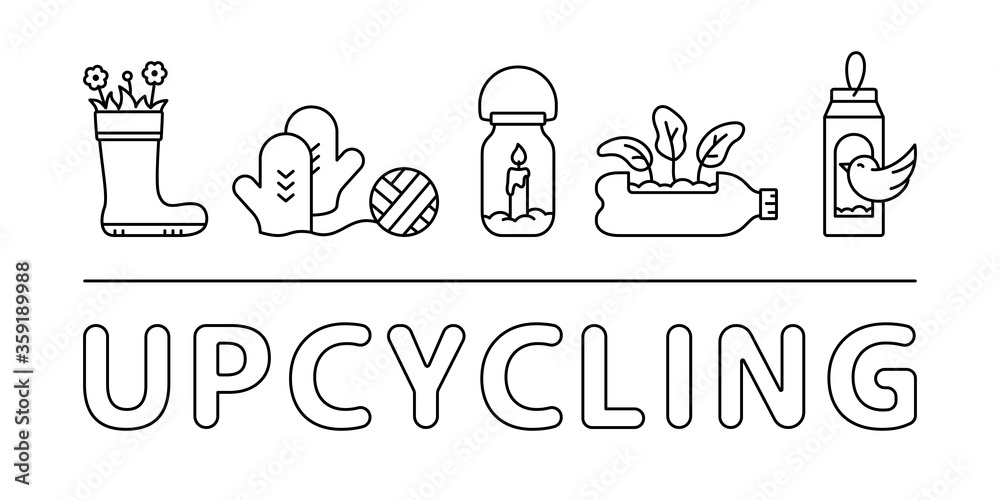 Upcycling web banner. Graphic horizontal rectangular template. Thin ...